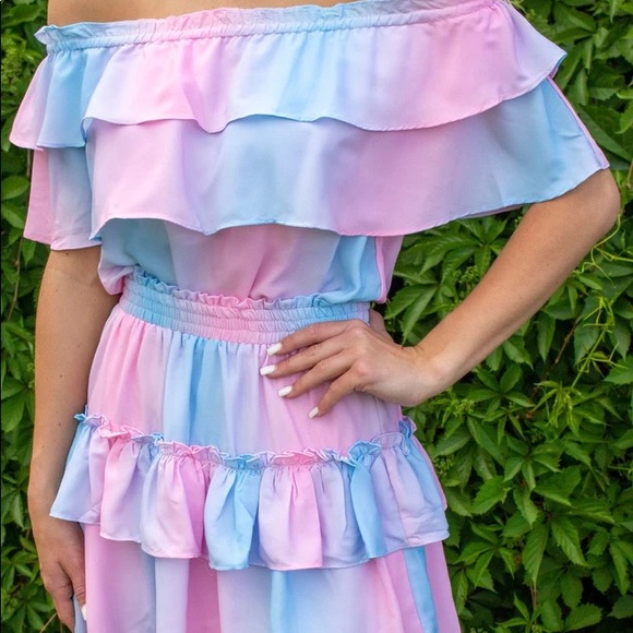 Buddy Love | Dresses | Buddy Love Off The Shoulder Cotton Candy Ruffle ...
